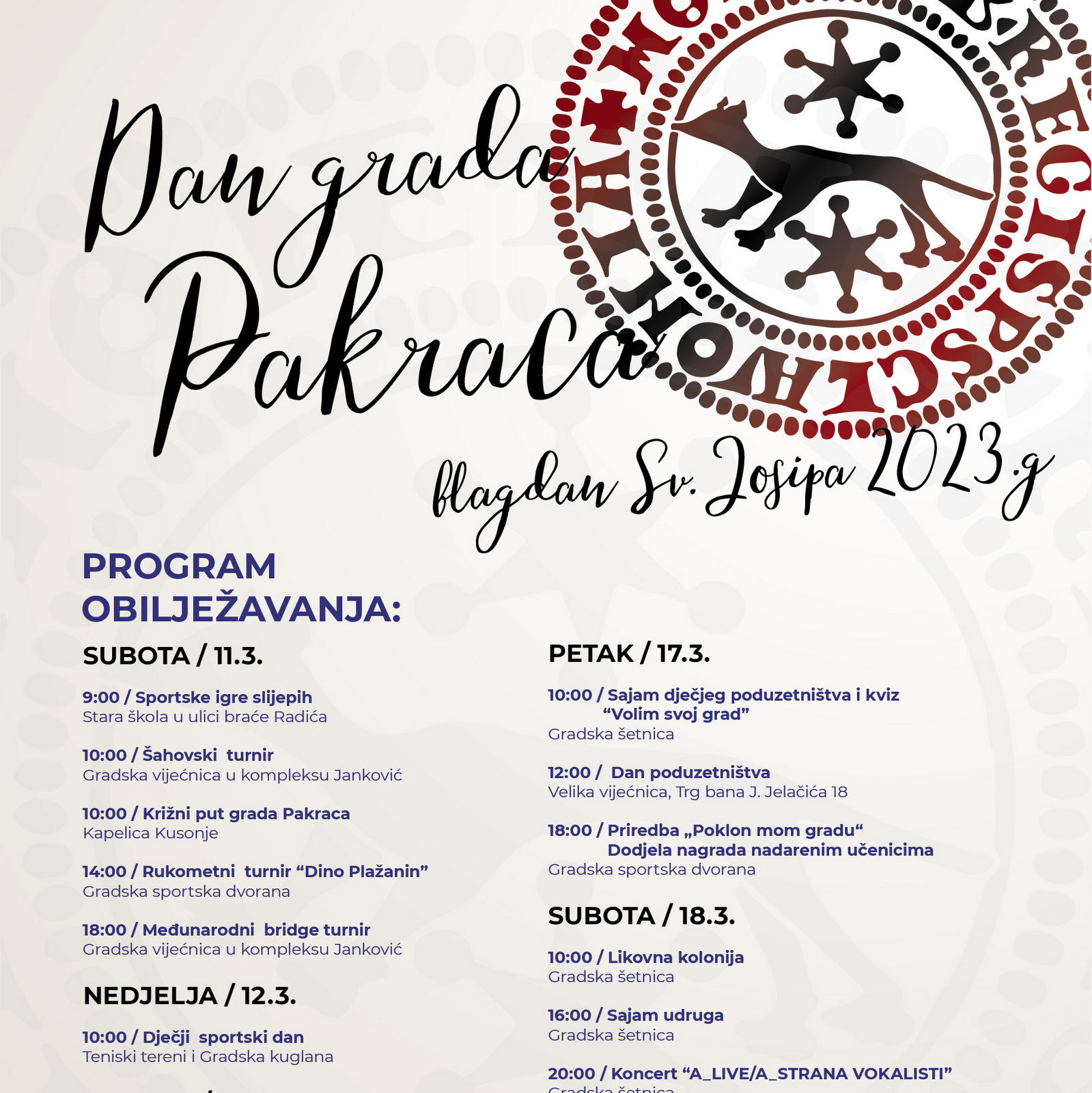 PROGRAM OBILJEŽAVANJA DANA GRADA PAKRACA - Grad Pakrac